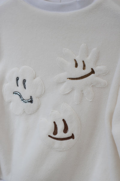 Smiley Flowers Fleece Jumper – Limedrop